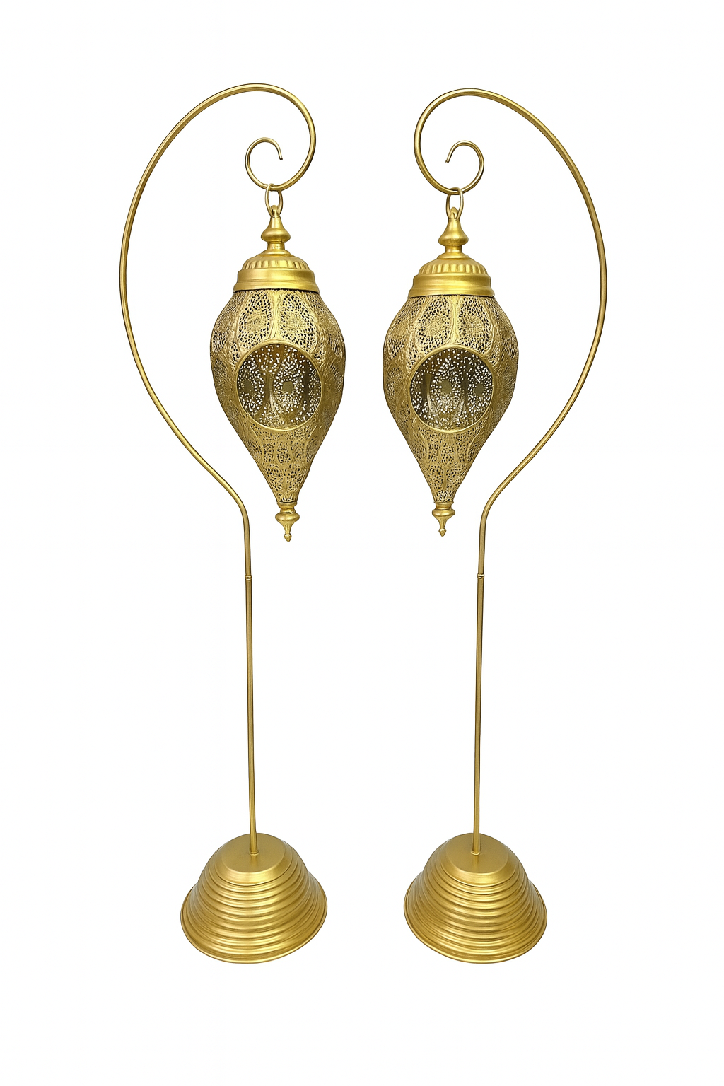 Luxury Golden Hanging Lantern Pair – Decorative Moroccan Style Floor ...