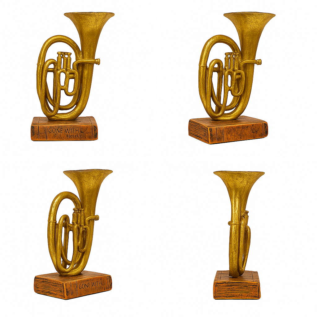 Vintage Golden Tuba Figurine on Antique Book Base – Fiber Decorative ...